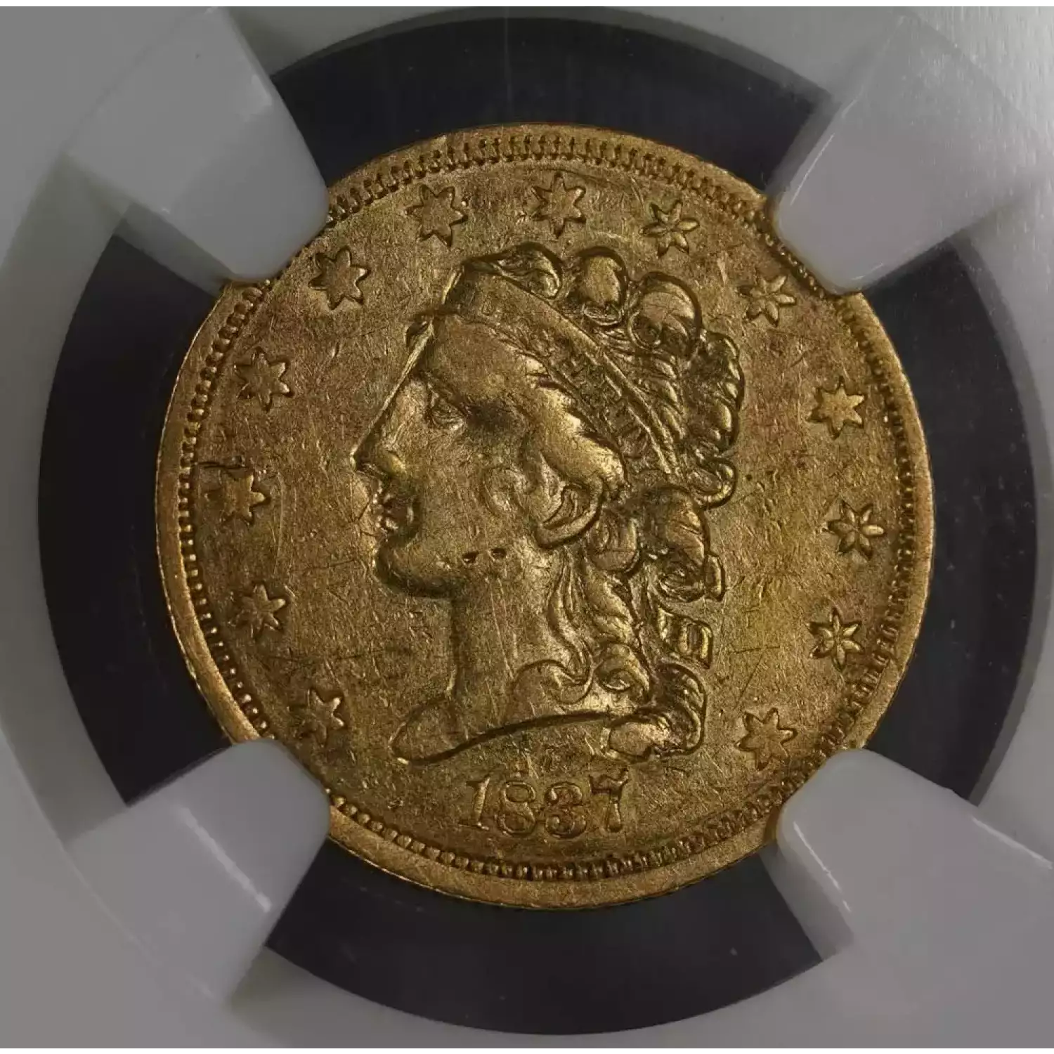 1837-PHILADELPHIA Gold Quarter Eagles Classic Head, No Motto on Reverse NGC AU-50 - Kearney Coin ...