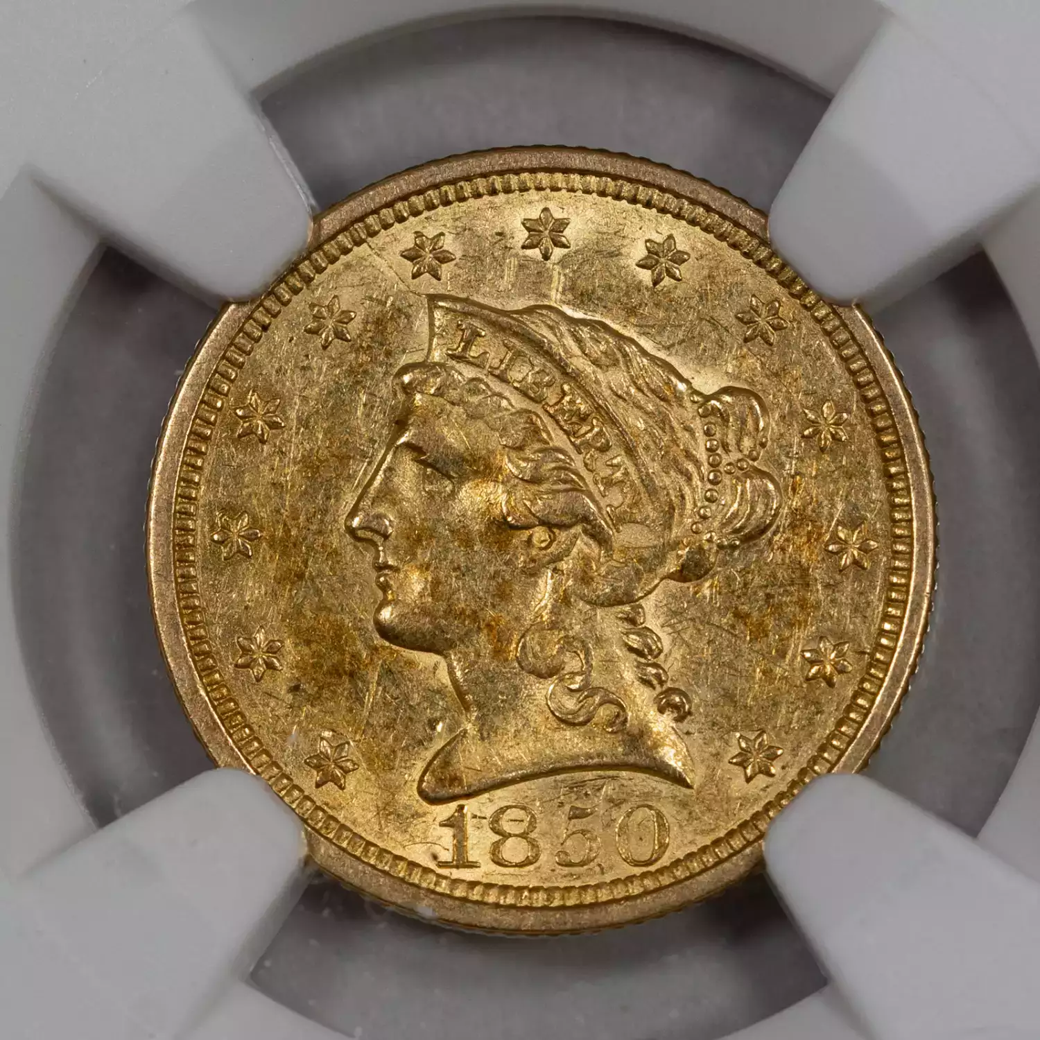 1850-PHILADELPHIA $2.50 Gold Liberty Head Quarter Eagle NGC AU-58 ...