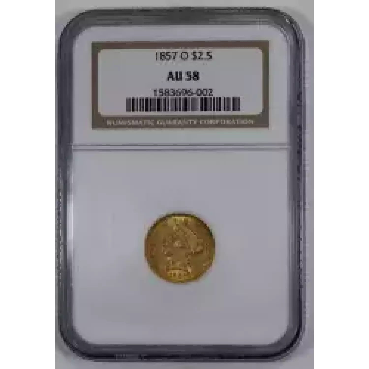 1857-NEW ORLEANS $2.50 Gold Liberty Head Quarter Eagle NGC AU-58 - Kearney Coin Center