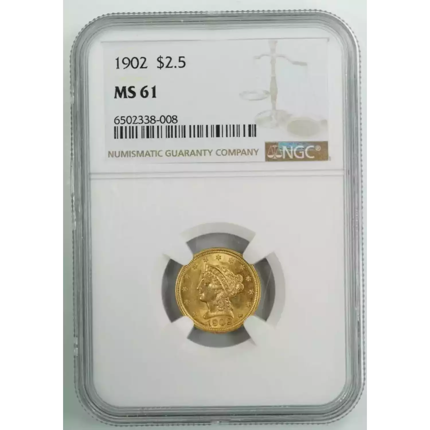 1902-PHILADELPHIA $2.50 Gold Liberty Head Quarter Eagle NGC MS-61 - Kearney Coin Center