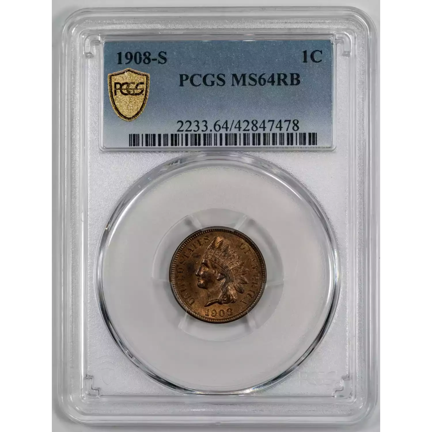 1908-SAN FRANCISCO Small Cents Indian Head PCGS MS-64 RB - Kearney Coin ...