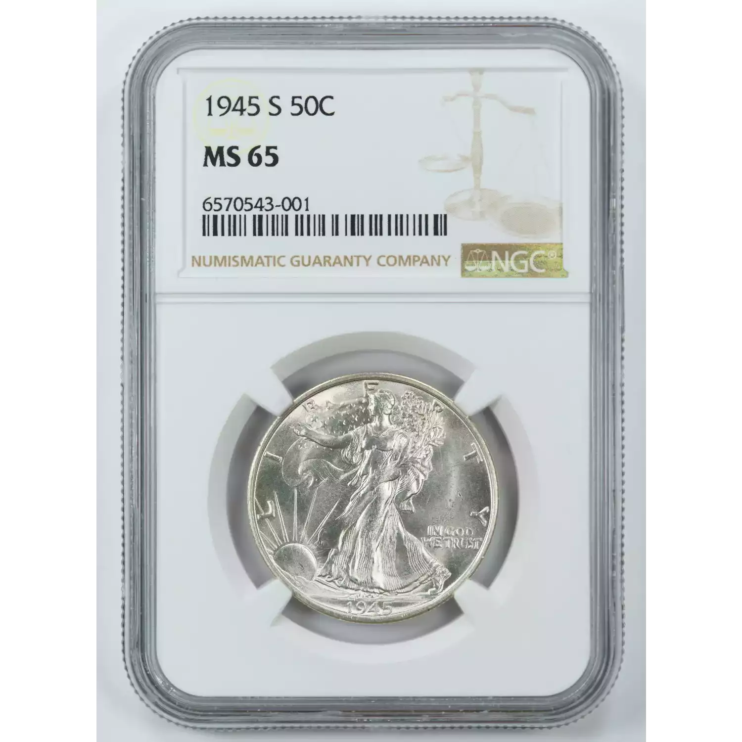 1945-SAN FRANCISCO Half Dollars Liberty Walking NGC MS-65 - Kearney ...