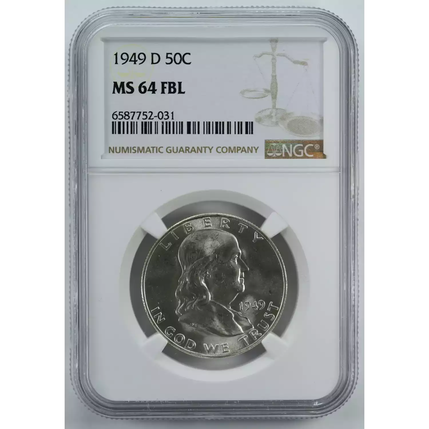 1949-DENVER Half Dollars Franklin NGC MS-64 FBL - Kearney Coin Center