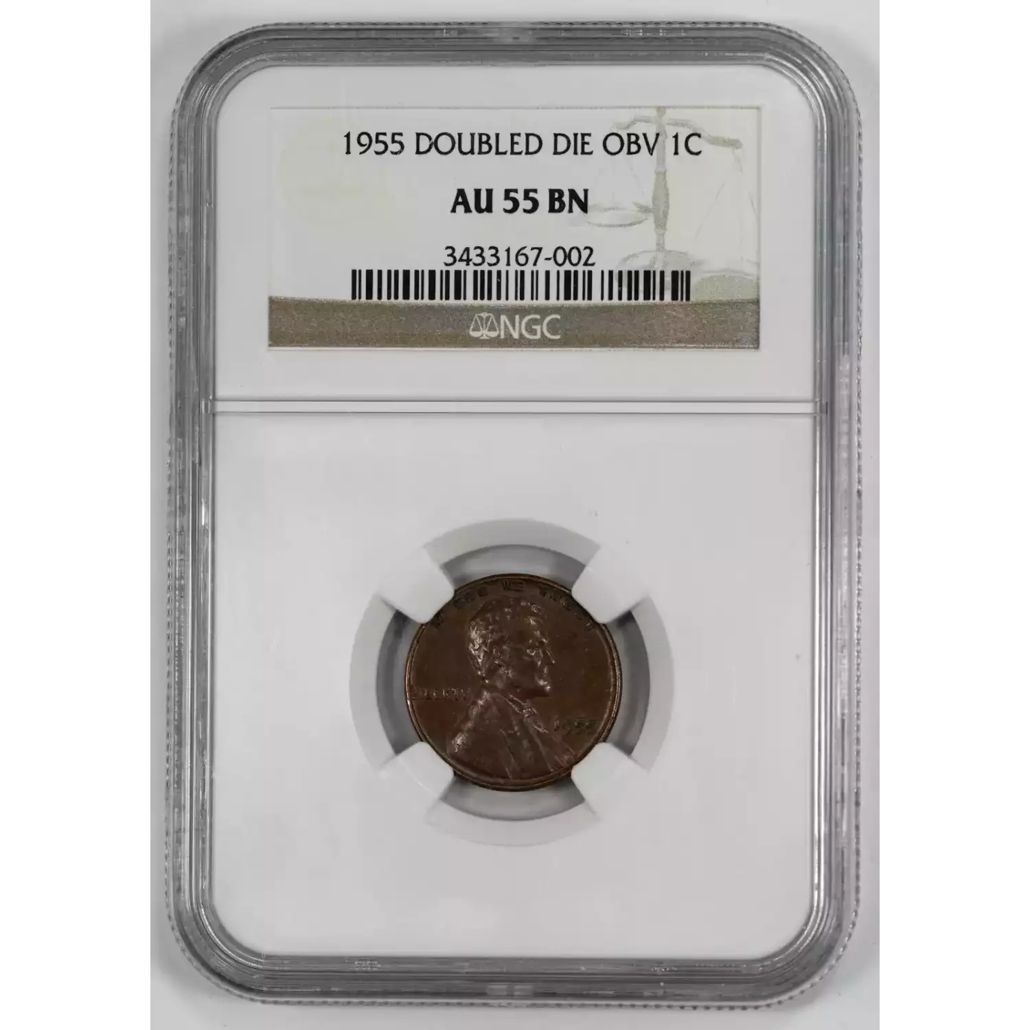 1955-PHILADELPHIA Small Cents Lincoln, Wheat Ears Reverse NGC AU-55 BN DDO - Kearney Coin Center