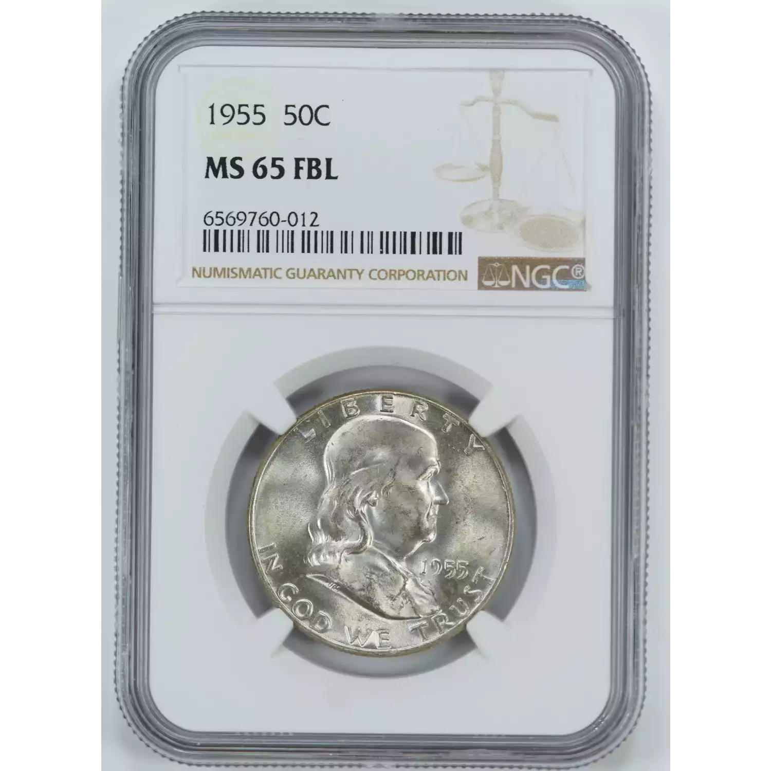 1955-PHILADELPHIA Half Dollars Franklin NGC MS-65 FBL - Kearney Coin Center