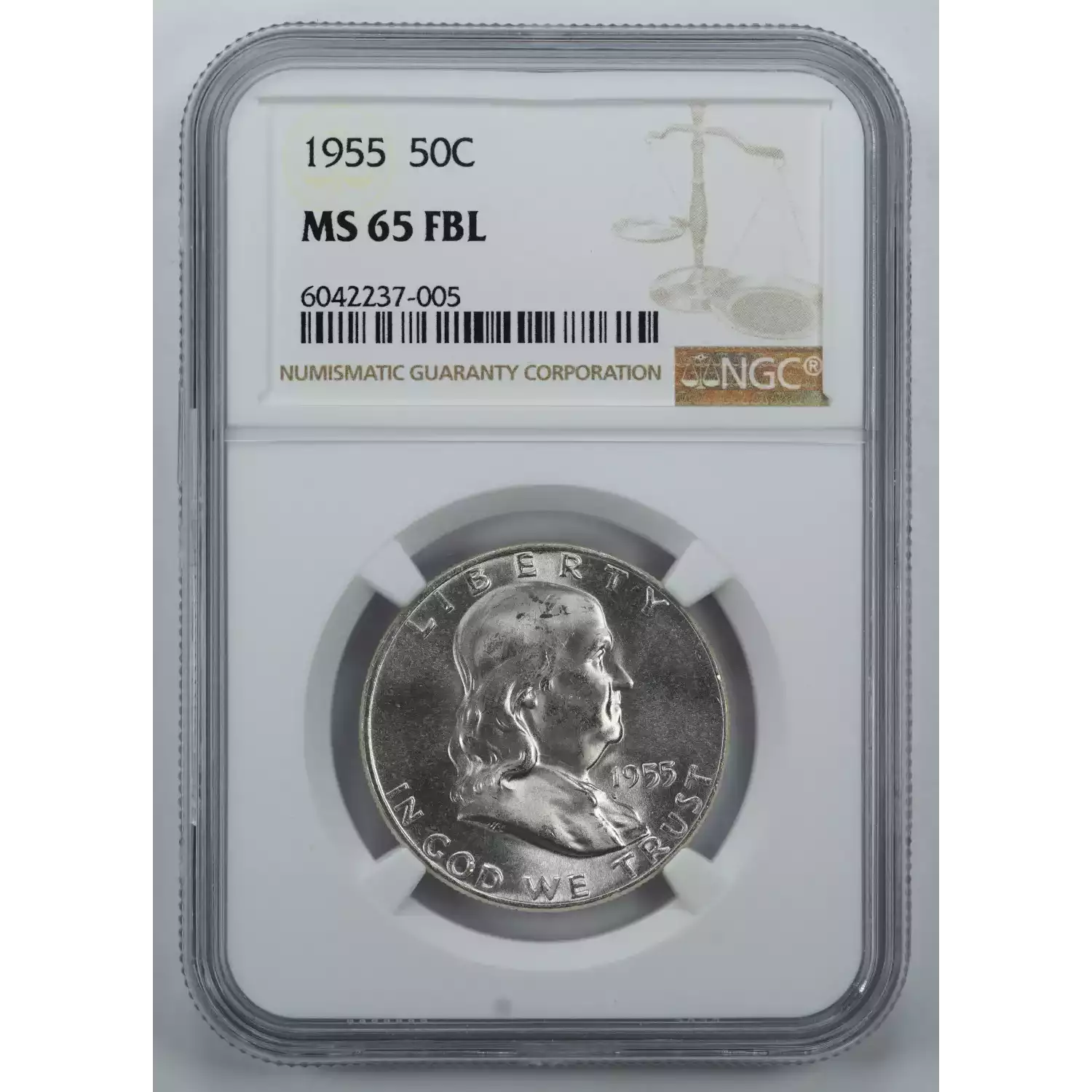 1955-PHILADELPHIA Half Dollars Franklin NGC MS-65 FBL - Kearney Coin Center