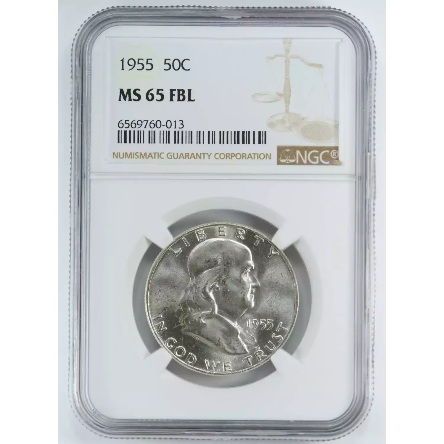 1955-PHILADELPHIA Half Dollars Franklin NGC MS-65 FBL - Kearney Coin Center