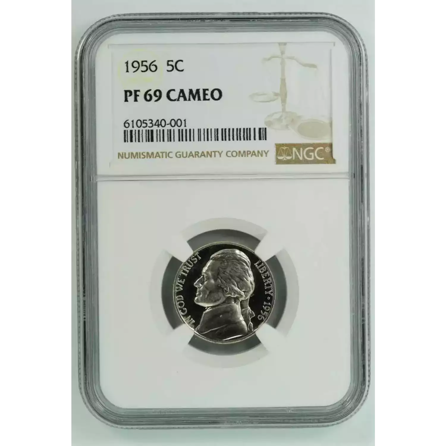 1956-PHILADELPHIA Nickel Jefferson NGC PF-69 CAMEO - Kearney Coin Center
