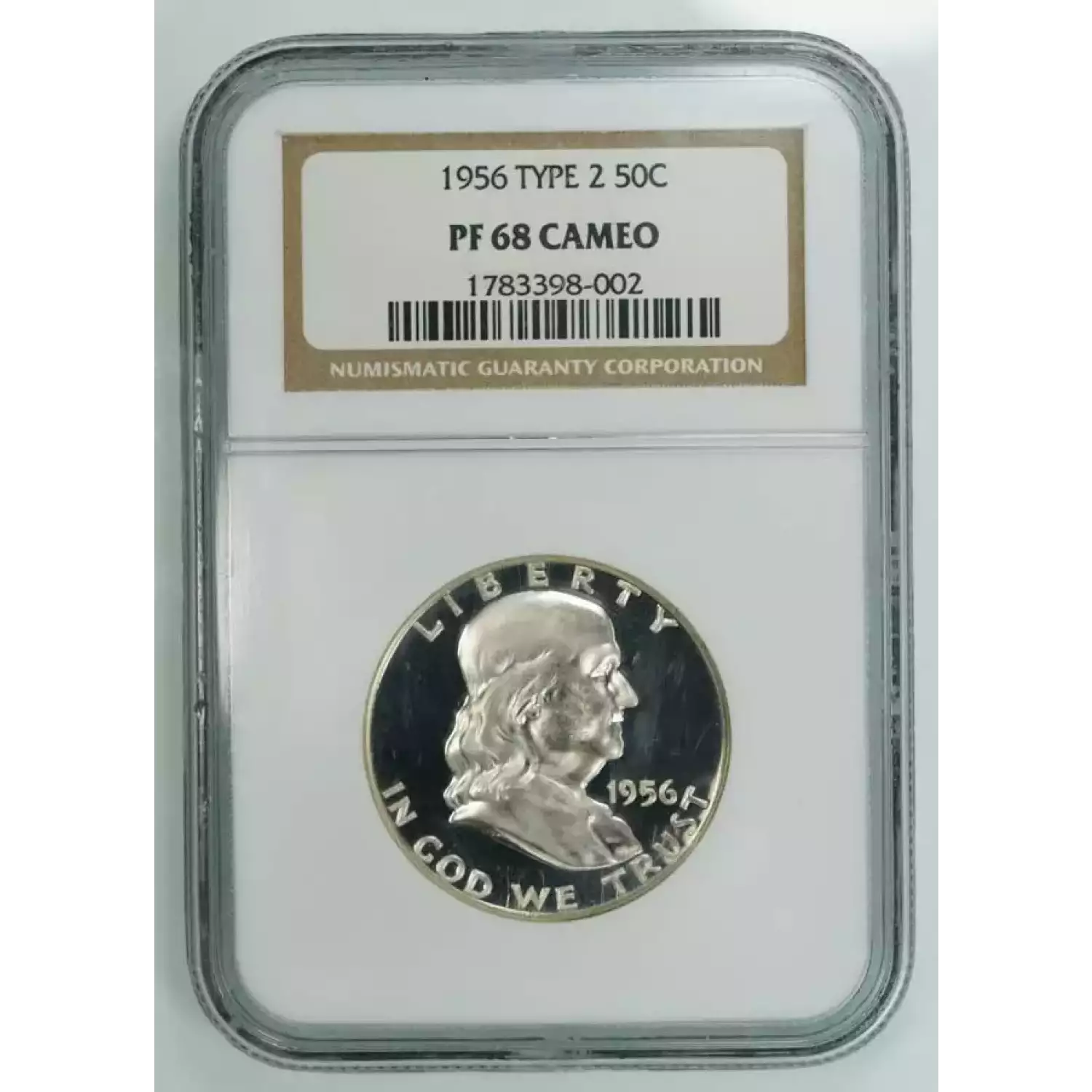 1956-PHILADELPHIA Half Dollars Franklin NGC PF-68 CAMEO TYPE 2 ...