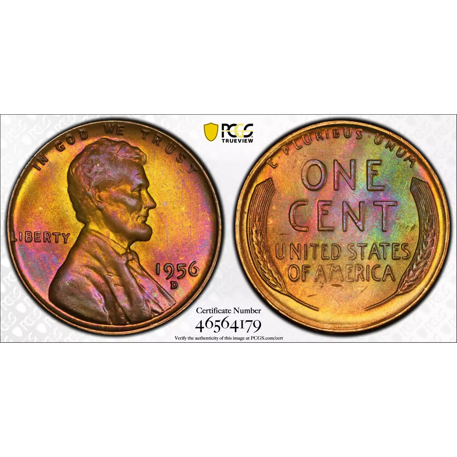 1956-DENVER Small Cents Lincoln, Wheat Ears Reverse PCGS MS-66 BN ...
