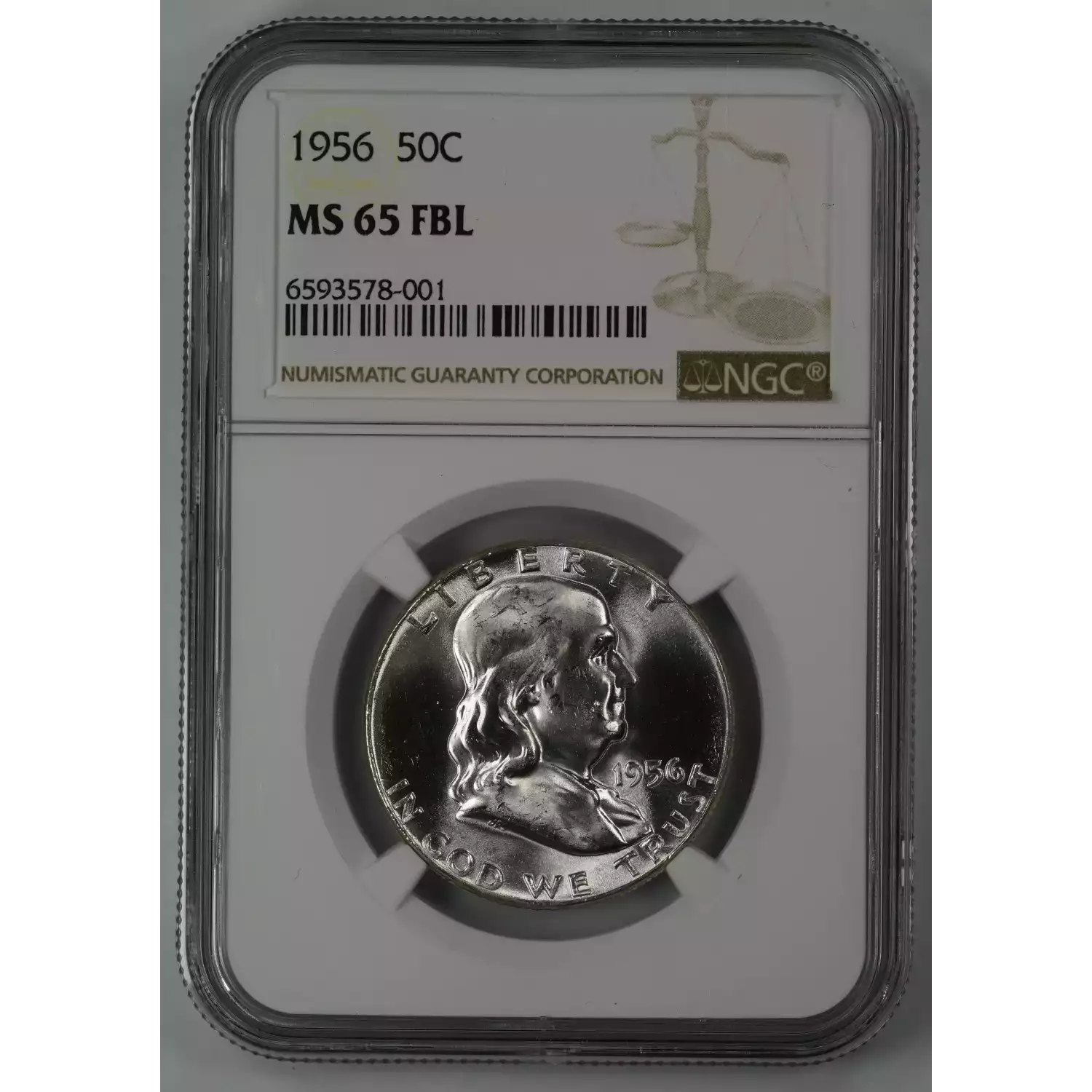 1956-PHILADELPHIA Half Dollars Franklin NGC MS-65 FBL - Kearney Coin Center