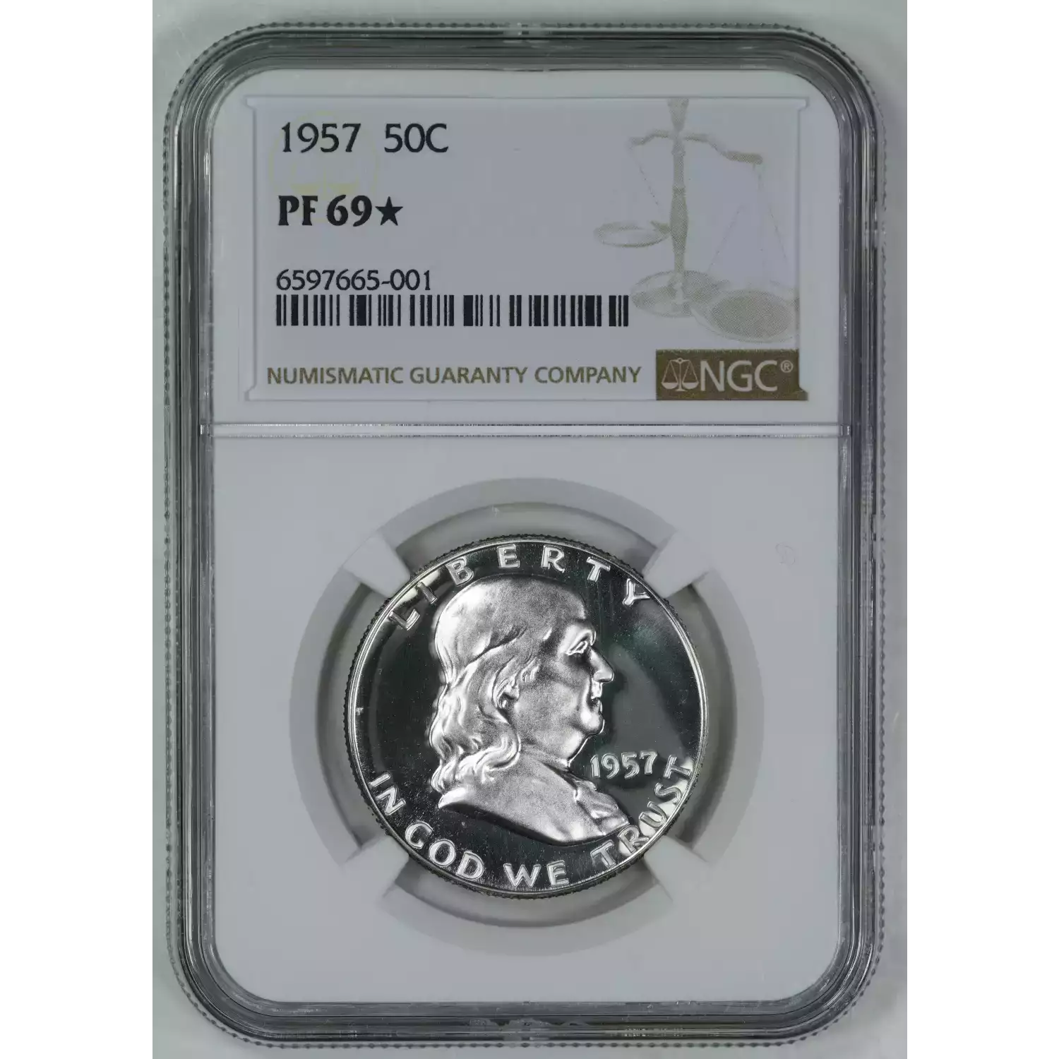 1957-PHILADELPHIA Half Dollars Franklin NGC PF-69* - Kearney Coin Center
