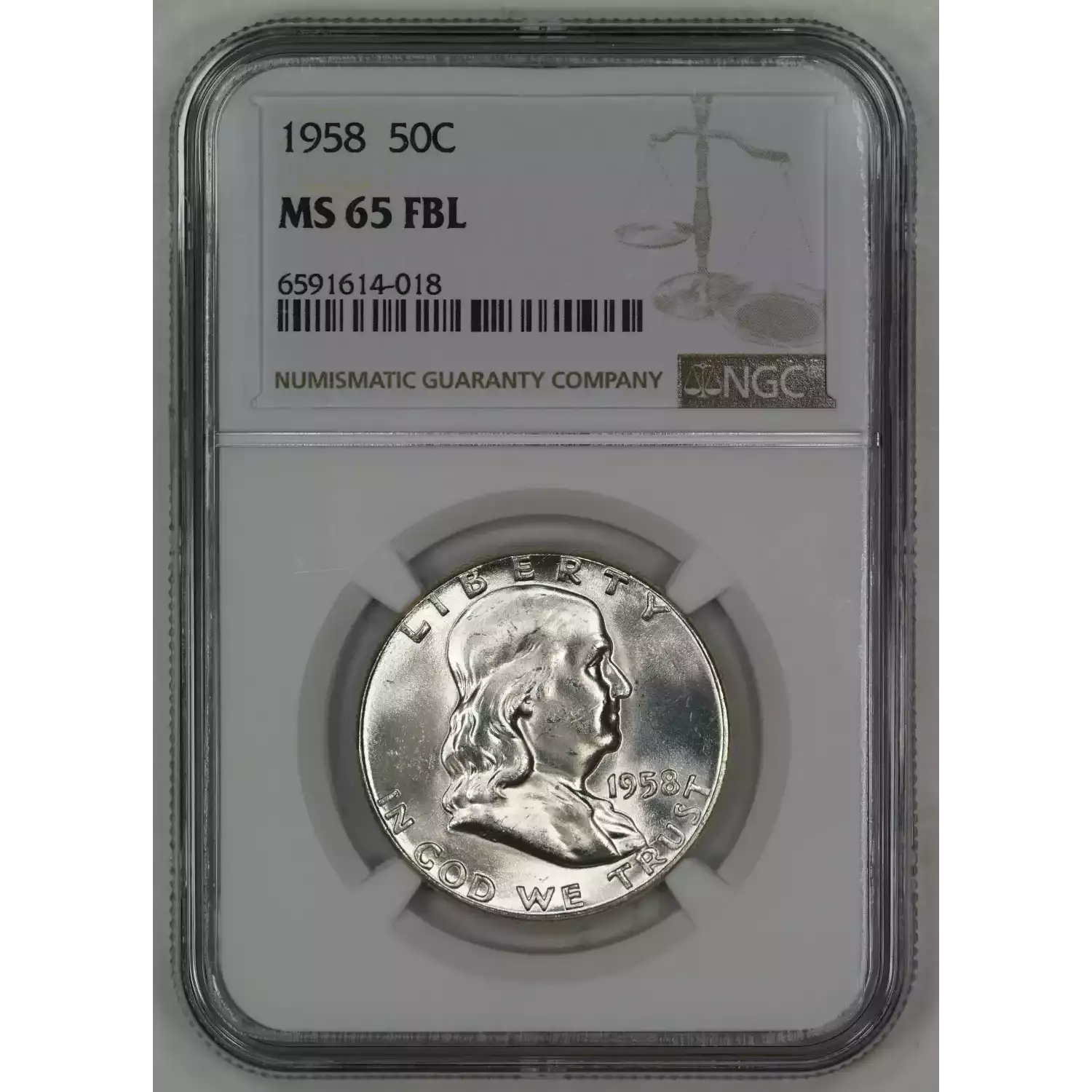 1958-PHILADELPHIA Half Dollars Franklin NGC MS-65 FBL - Kearney Coin Center
