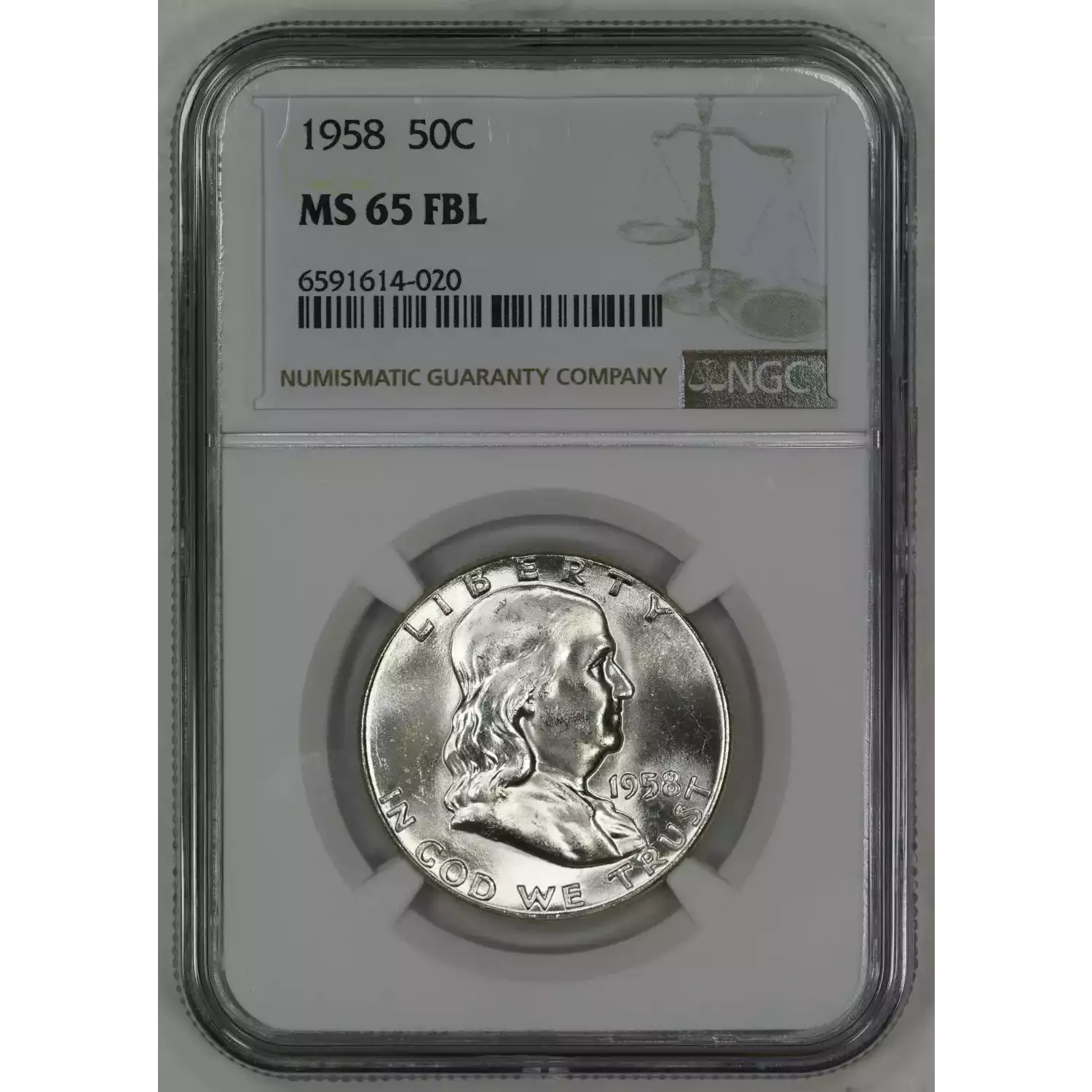 1958-PHILADELPHIA Half Dollars Franklin NGC MS-65 FBL - Kearney Coin Center