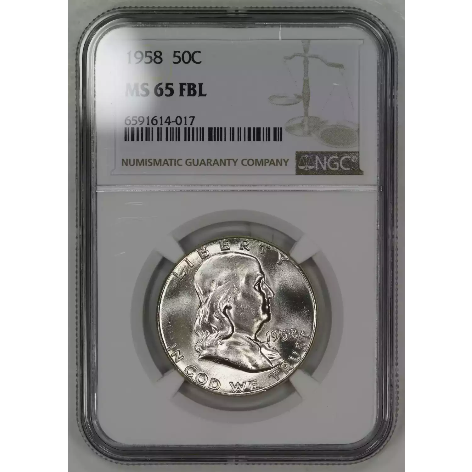 1958-PHILADELPHIA Half Dollars Franklin NGC MS-65 FBL - Kearney Coin Center