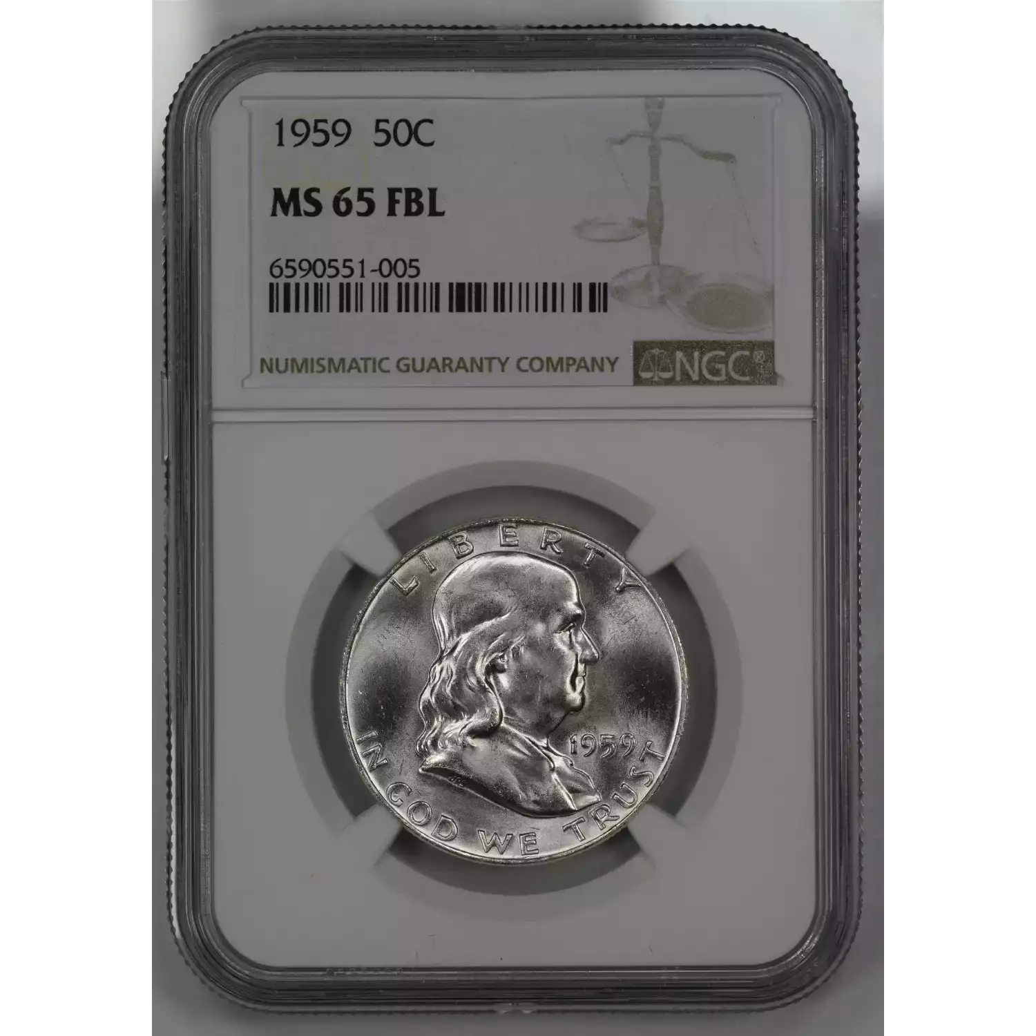 1959-PHILADELPHIA Half Dollars Franklin NGC MS-65 FBL - Kearney Coin Center