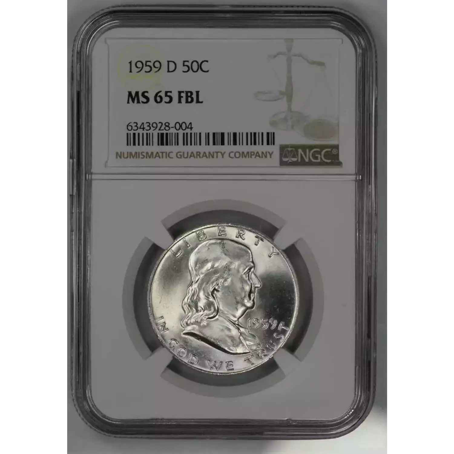 1959-DENVER Half Dollars Franklin NGC MS-65 FBL - Kearney Coin Center