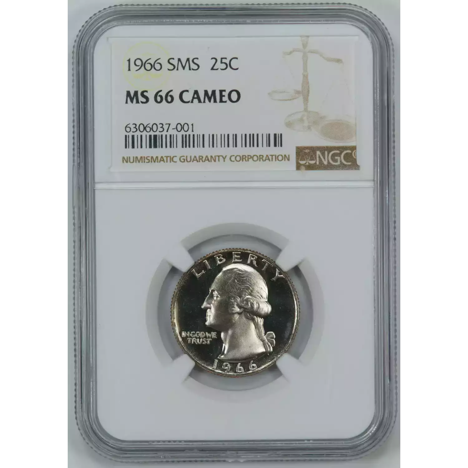1966-PHILADELPHIA Quarter Dollars Clad Coinage NGC MS-66 CAMEO SMS - Kearney Coin Center