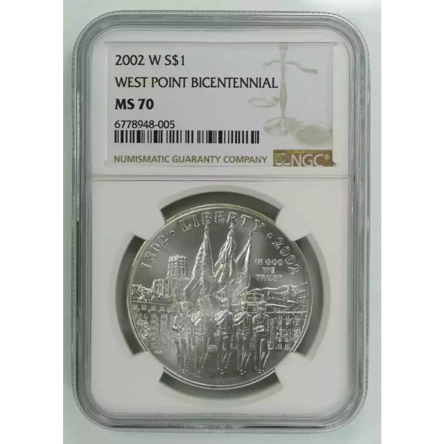 2002-W West Point Bicentennial Commemorative Silver Dollar NGC MS-70 ...