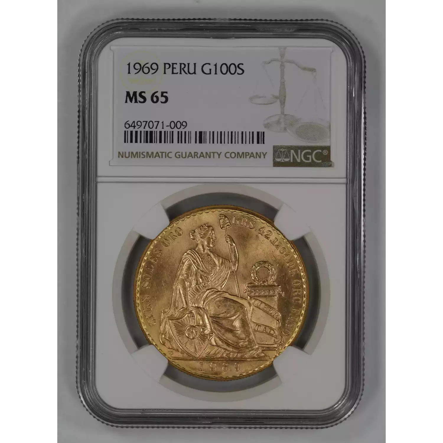 1969 PERU Gold 100 SOLES NGC MS-65 - Kearney Coin Center