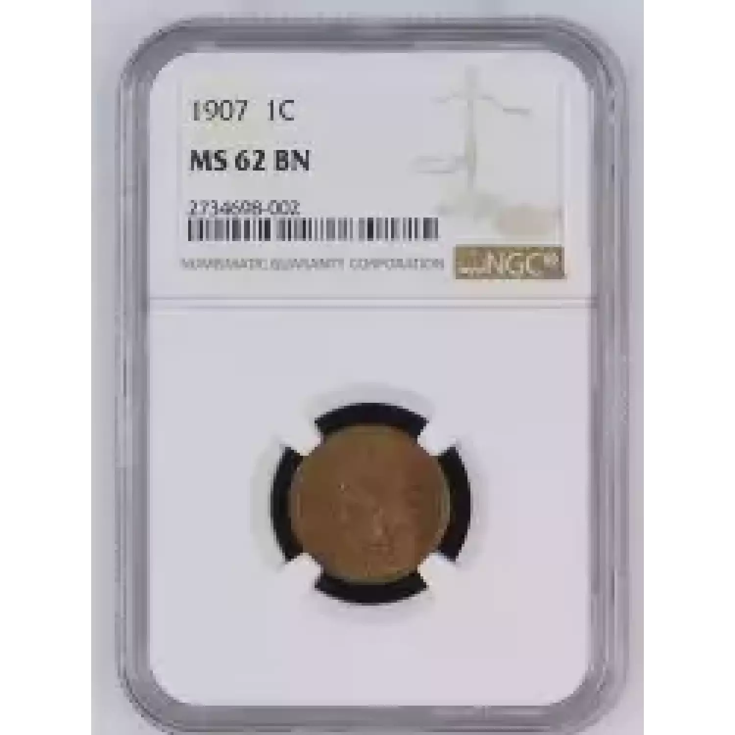 1907 Small Cents Indian Head NGC MS-62 BN - Kearney Coin Center